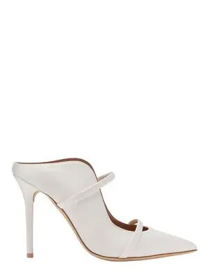 MALONE SOULIERS Maureen 100 Satin Mules - Ivory
