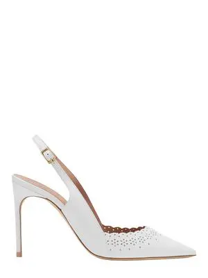 MALONE SOULIERS Leather Slingback Heels - White