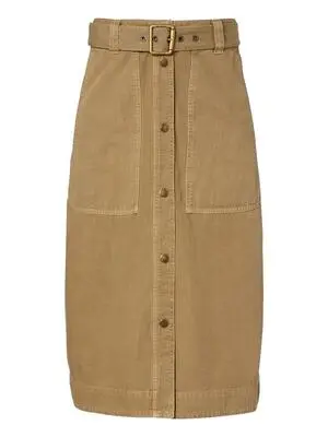 Moncler Belted Denim Midi Skirt - Beige