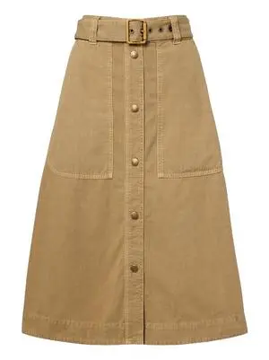 Moncler Belted Denim Midi Skirt - Beige