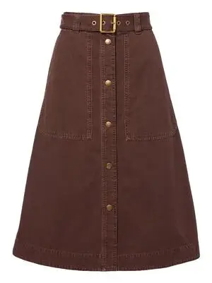 Moncler Belted Midi Skirt - Brown