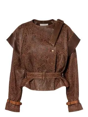 Isabel Marant Étoile Erine Belted Leather Jacket - Beige
