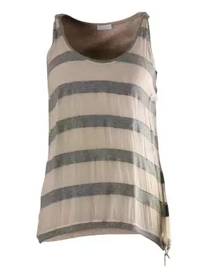 Brunello Cucinelli Stripe Sleeveless Top - Neutrals