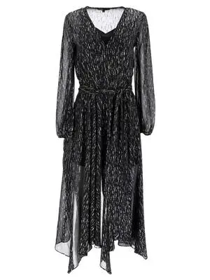 Maje Route Gathered Midi Dress - Black