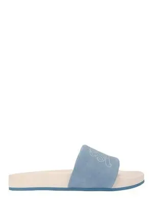 Kurt Geiger Velvet Logo Script Slides - Blue
