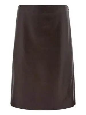 FERRAGAMO Nappa Pencil Skirt - Brown