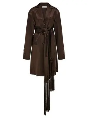 FERRAGAMO Satin Shirt Dress - Brown