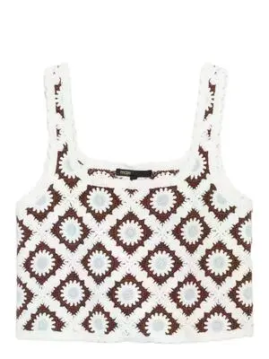 Maje Floral-embroidered Crochet Top - White