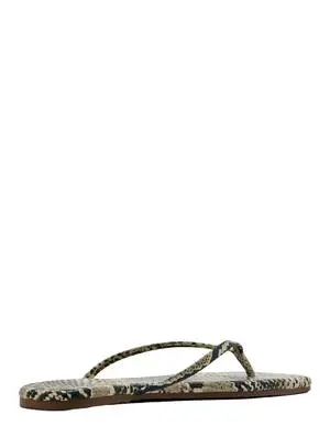 Tkees Snakeskin Square-Toe Flip-Flops Neutrals