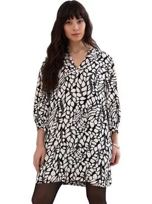 PHASE EIGHT Printed Mini Tunic Dress - Black/ivory