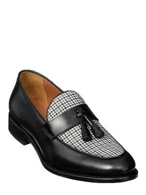 PAUL FREDRICK Dylan Leather Tassel Loafer - Grey/black