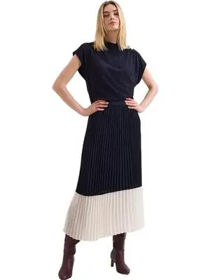 PHASE EIGHT Eleanor Pleated Midi Skirt - Navy