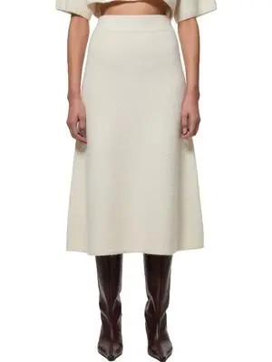 Karen Millen Full Knit Alpaca Wool Skirt - Ivory