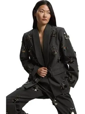 Karen Millen Embellished Single-breasted Blazer - Grey