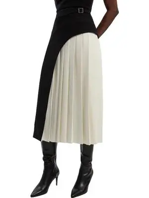 Karen Millen Tailored Buckle Detail Midi Skirt - Mono