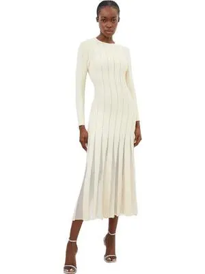 Karen Millen Filament Full Skirt Knit Midi Dress - Ivory