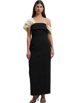 Karen Millen Tailored Taffeta Sleeve Maxi Dress - Mono