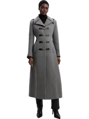 Karen Millen Wool Military Tailored Midi Coat - Grey