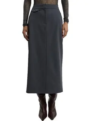 Karen Millen Tailored Twill Pencil Maxi Skirt - Grey