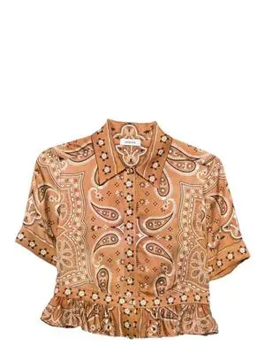 Sandro Vanessi Paisley Ruffled Shirt - Brown