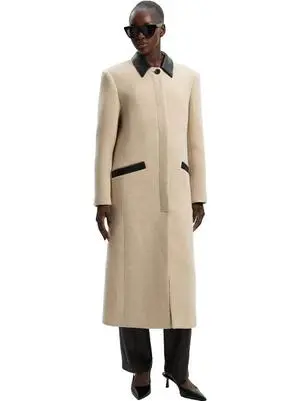 Karen Millen Wool Blend Tailored Midi Coat - Oatmeal