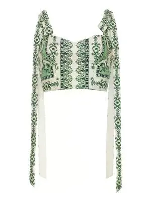 Cara Cara Faiza Tie-straps Floral-print Cropped Top - Neutrals