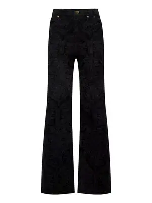 La DoubleJ Floral Print Flare Jeans - Black