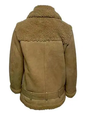 Maje Zipped Shearling Coat - Neutrals