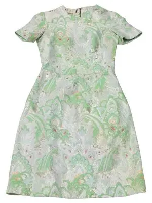 Marni 2012 Brocade Short-sleeve Mini Dress - Green
