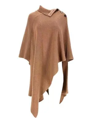 Chloé Buttoned Knitted Poncho - Brown