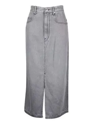 ISABEL MARANT VINTAGE Vintage Denim Front-slit Midi Skirt - Grey