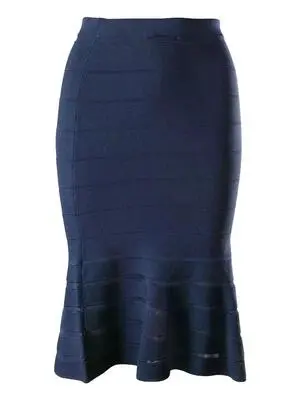 Sandro Flared-hem Knitted Skirt - Blue