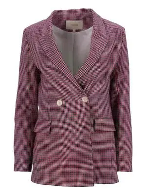 Maje Houndstooth Double-breasted Blazer - Red