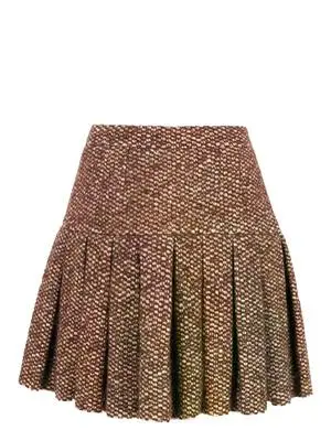 Dolce & Gabbana Tweed Pleated Mini Skirt - Brown