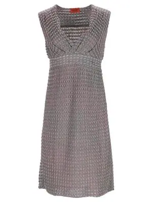 Missoni Knitted V-neck Mini Dress - Brown