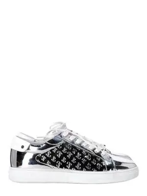 JIMMY CHOO Leather Monogram Sneakers - Silver