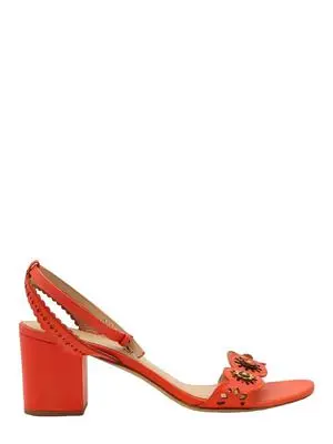 Tory Burch Cutout-floral Leather Sandals - Orange