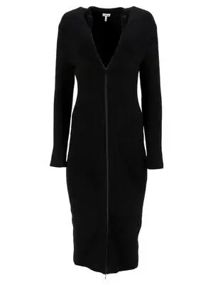 Loewe Ribbed Zipped Midi Dress - Black