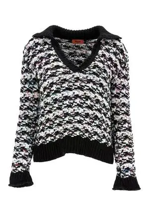 Missoni V-neck Long Sleeve Sweater - Black