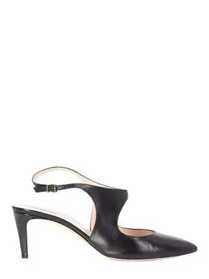Giorgio Armani Cut-out Leather Slingback Pumps - Black