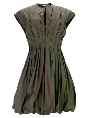 Alaïa Pleated Balloon Mini Dress - Green