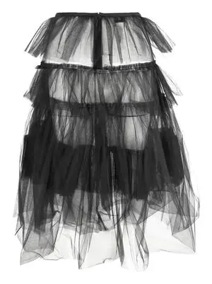 Dries Van Noten Tulle Tiered Midi Skirt - Black