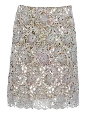 Burberry Lace Midi Skirt - White
