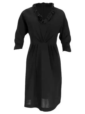 Prada Ruffled Midi Dress - Black