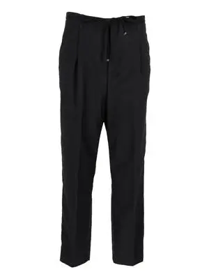 Saint Laurent Pleated Drawstring Trousers - Black