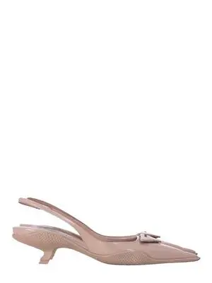Prada Triangle-logo Slingback Pumps - Neutrals