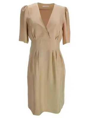 Chloé V-neck Short-sleeve Midi Dress - Neutrals