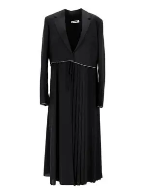 JIL SANDER Pleated Tie-waist Coat - Black