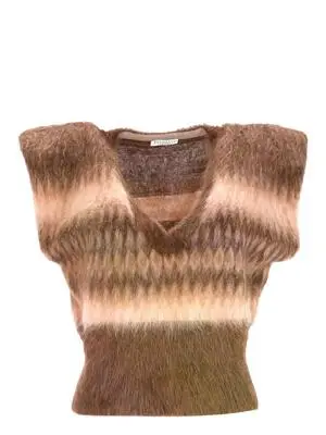 Brunello Cucinelli Chevron V-neck Vest Top - Brown