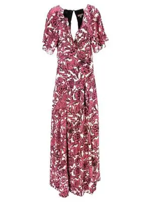 Burberry Hallie Floral Flutter-sleeve Maxi Dress - Pink
